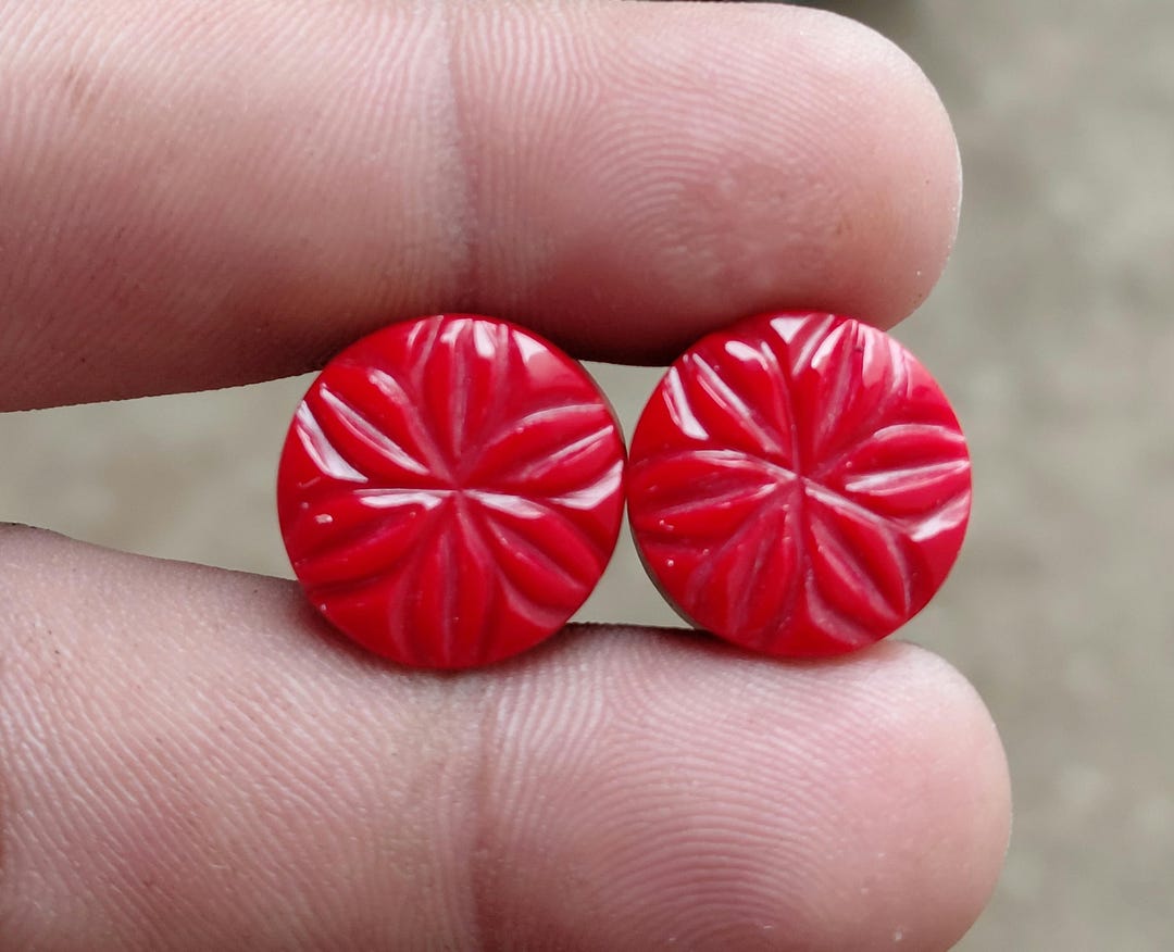 Red Coral Carved Gemstone, Tunnel Plug Double Flare Plug Smooth Polish ...