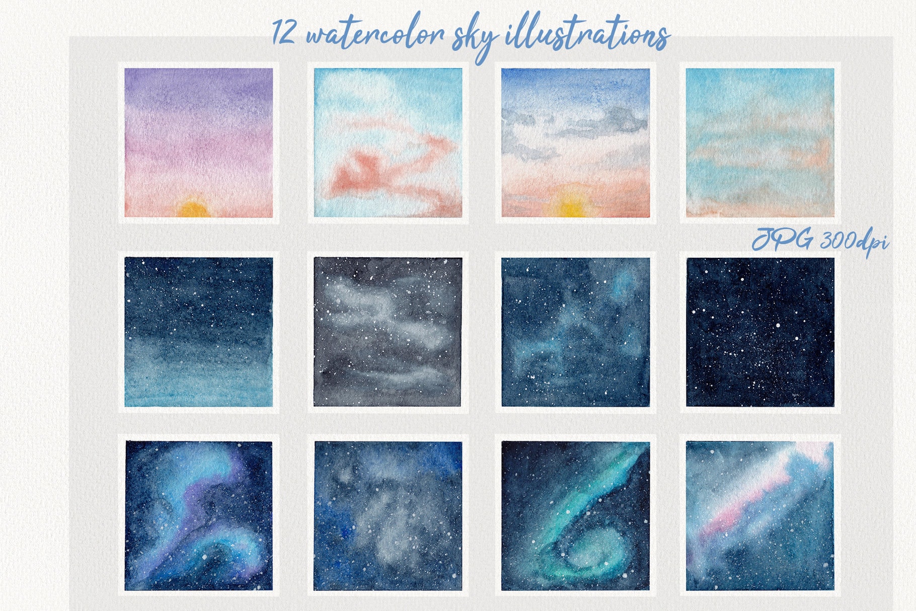 Watercolor Sky Illustration, Sky Clipart, Watercolor Sunrise, Sunset ...