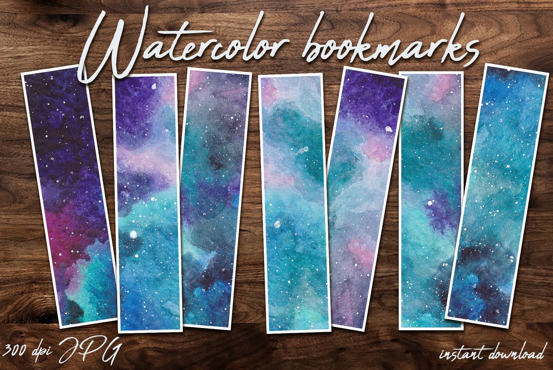 Printable Watercolor Bookmarks, Space Illustration Bookmarks, Cosmos ...