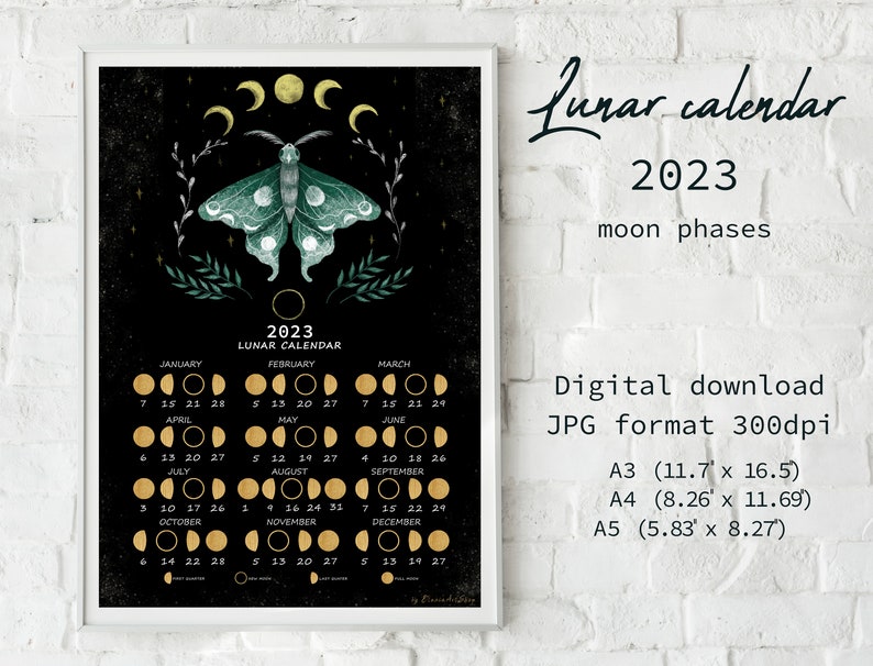 Calendario lunar 2023, Calendario lunar 2023, Arte digital de la ...