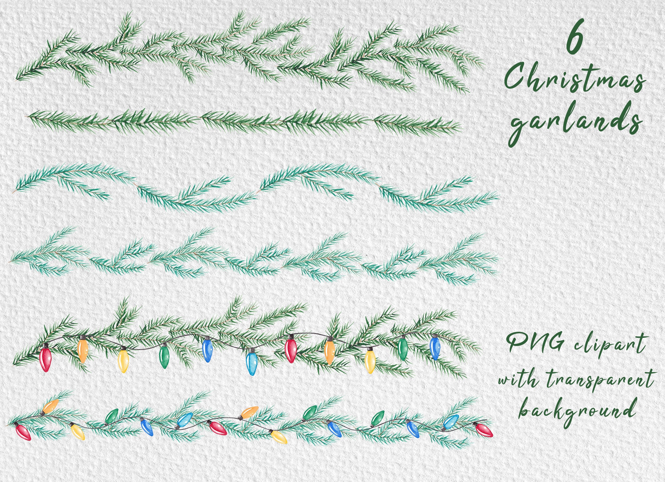 Christmas Garlands Clipart, Christmas Border, Christmas Tree Branches ...