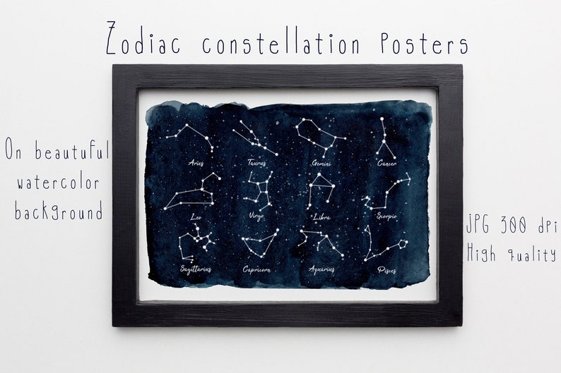 Watercolor Zodiac Constellations, Horoscope Clipart, Astrology Clipart ...
