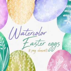 Watercolor Easter Clipart, Watercolor Easter Eggs, Pastel Easter Eggs ...