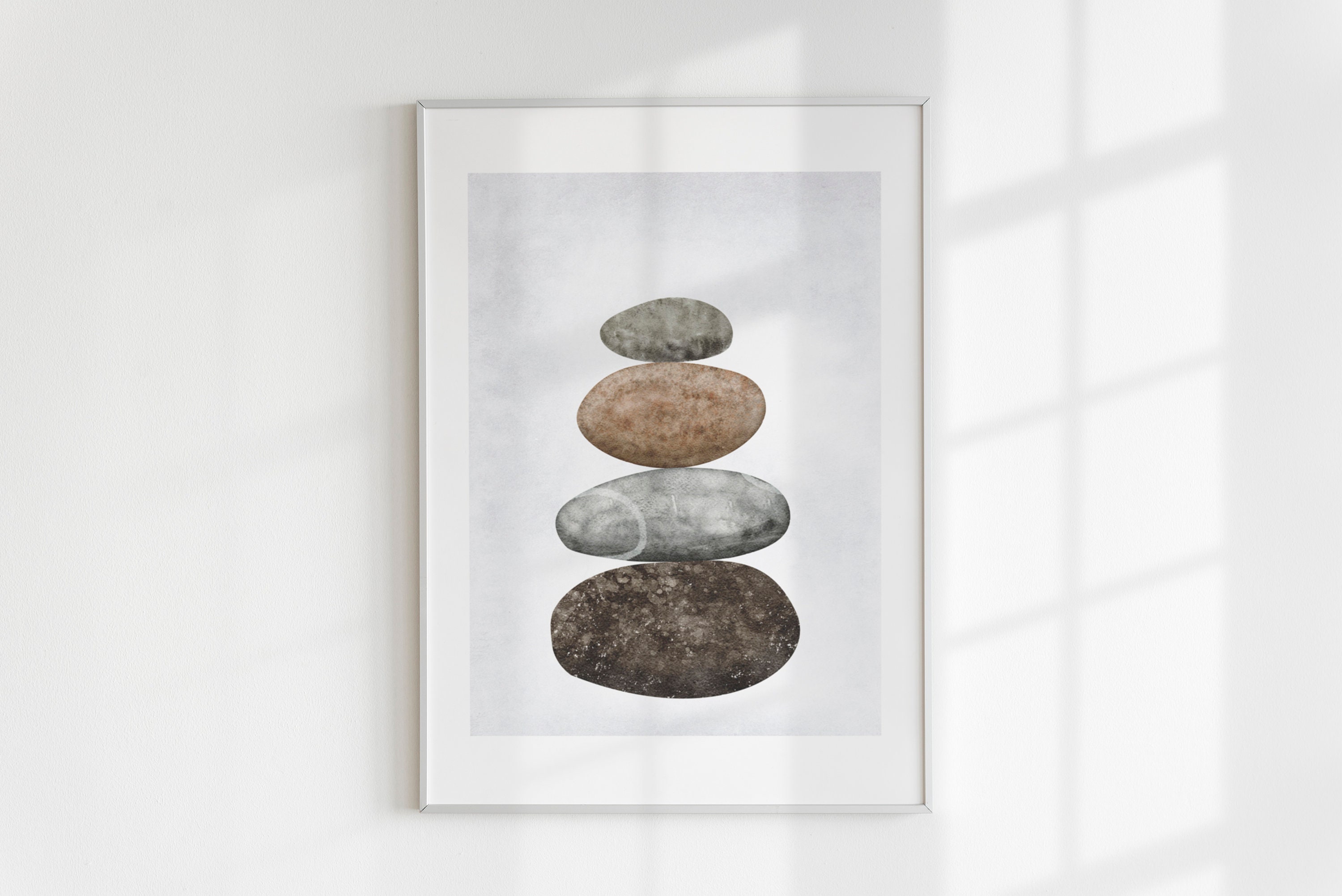 Zen Stone Tower Clipart, Balanced Stones Art, Watercolor Pebble Stones ...