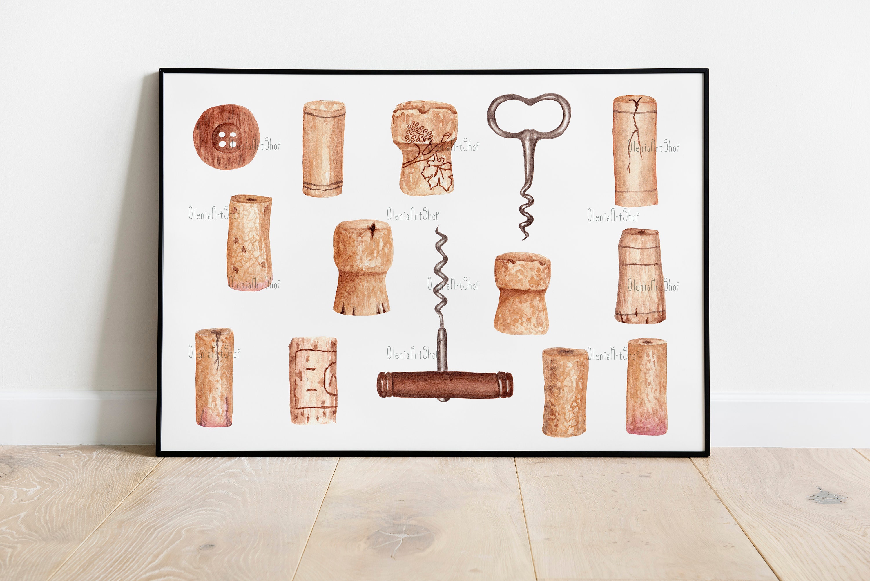 Watercolor Vintage Set, Watercolor Wine Cork Clipart, Vintage Keys ...