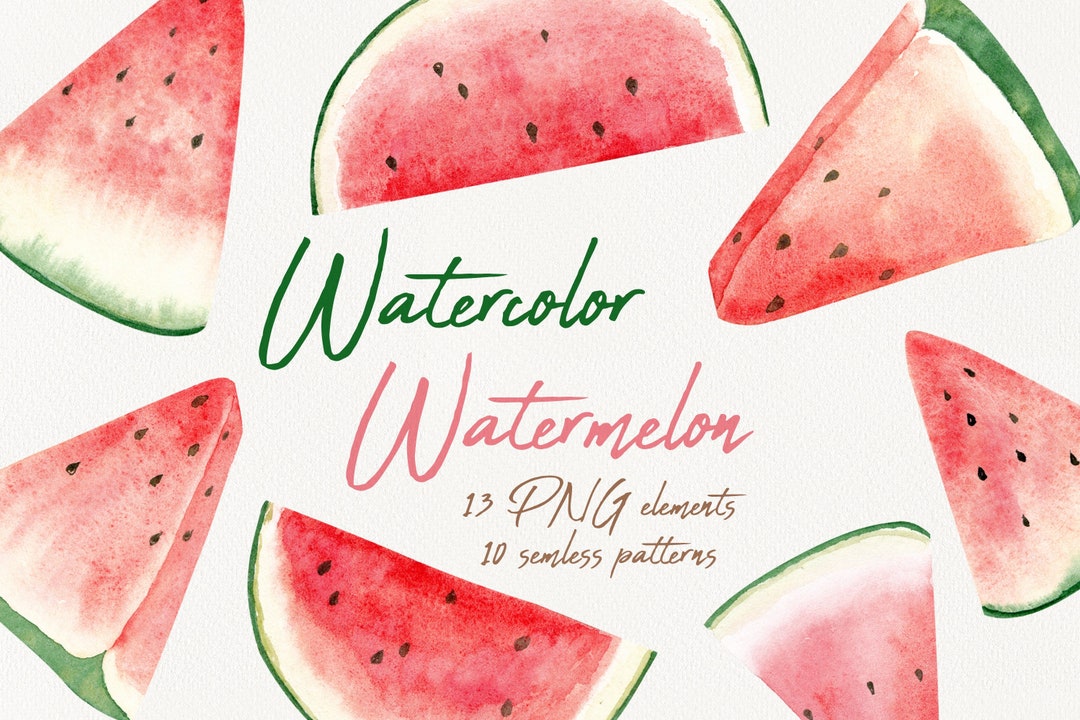 Watercolor Watermelon Clipart, Summer Fruit Clipart, Watercolor ...