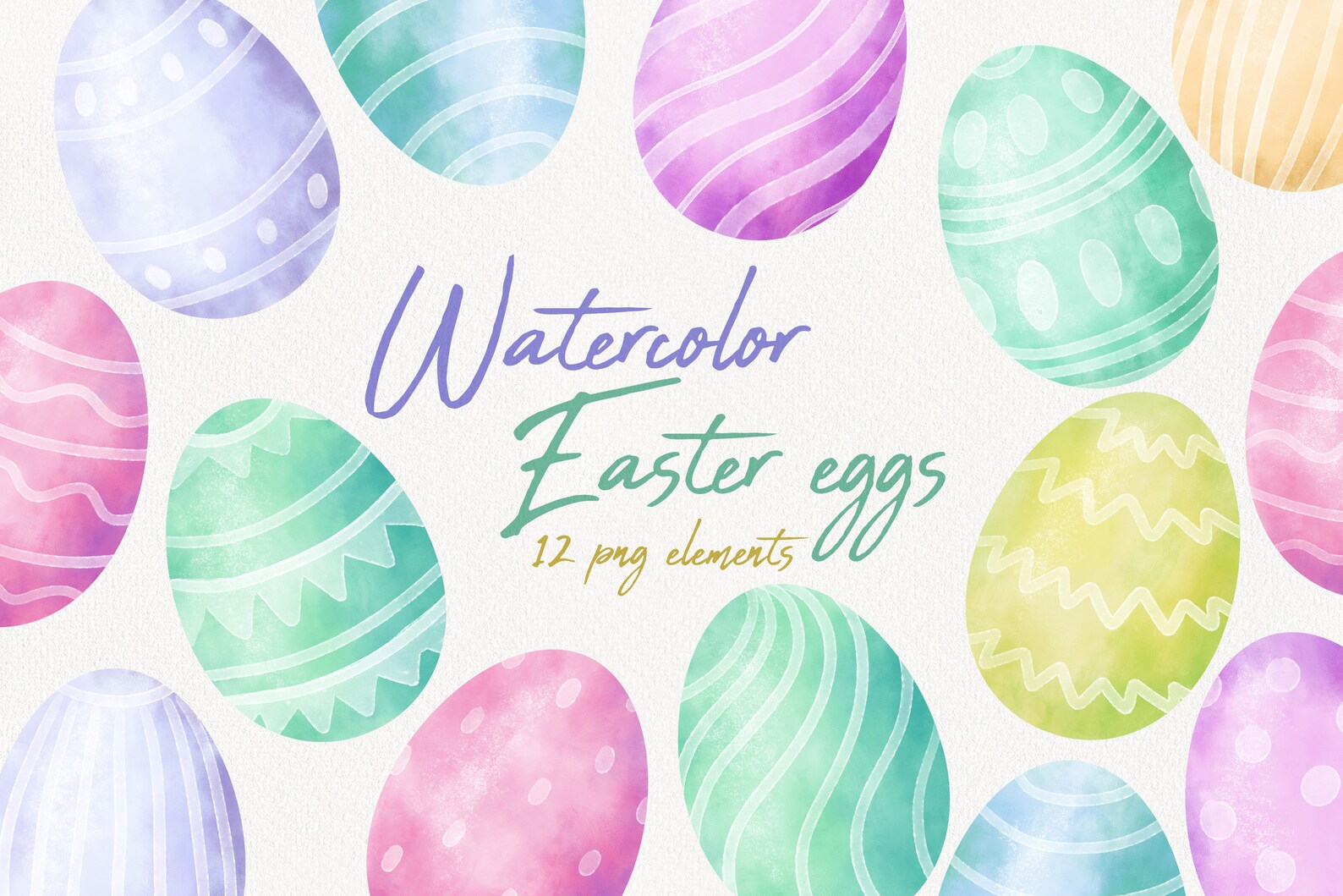 Watercolor Easter Clipart, Watercolor Easter Eggs, Pastel Easter Eggs ...