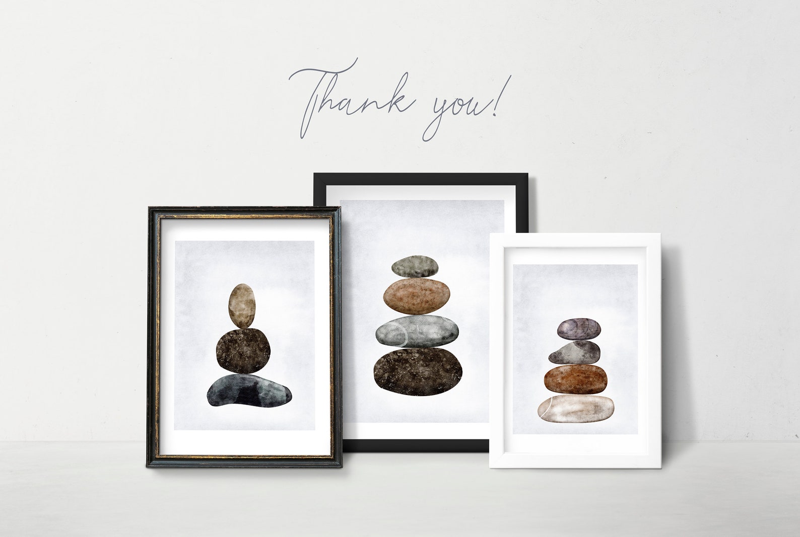 Zen Stone Tower Clipart, Balanced Stones Art, Watercolor Pebble Stones ...