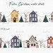 Vector Clipart Christmas Houses, Winter Street Clipart, Festive Houses ...