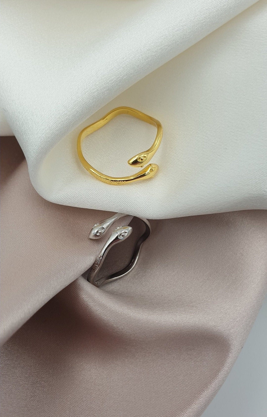 Dainty Snake Ring, Adjustable Serpent Wrap Ring in Sterling Silver ...