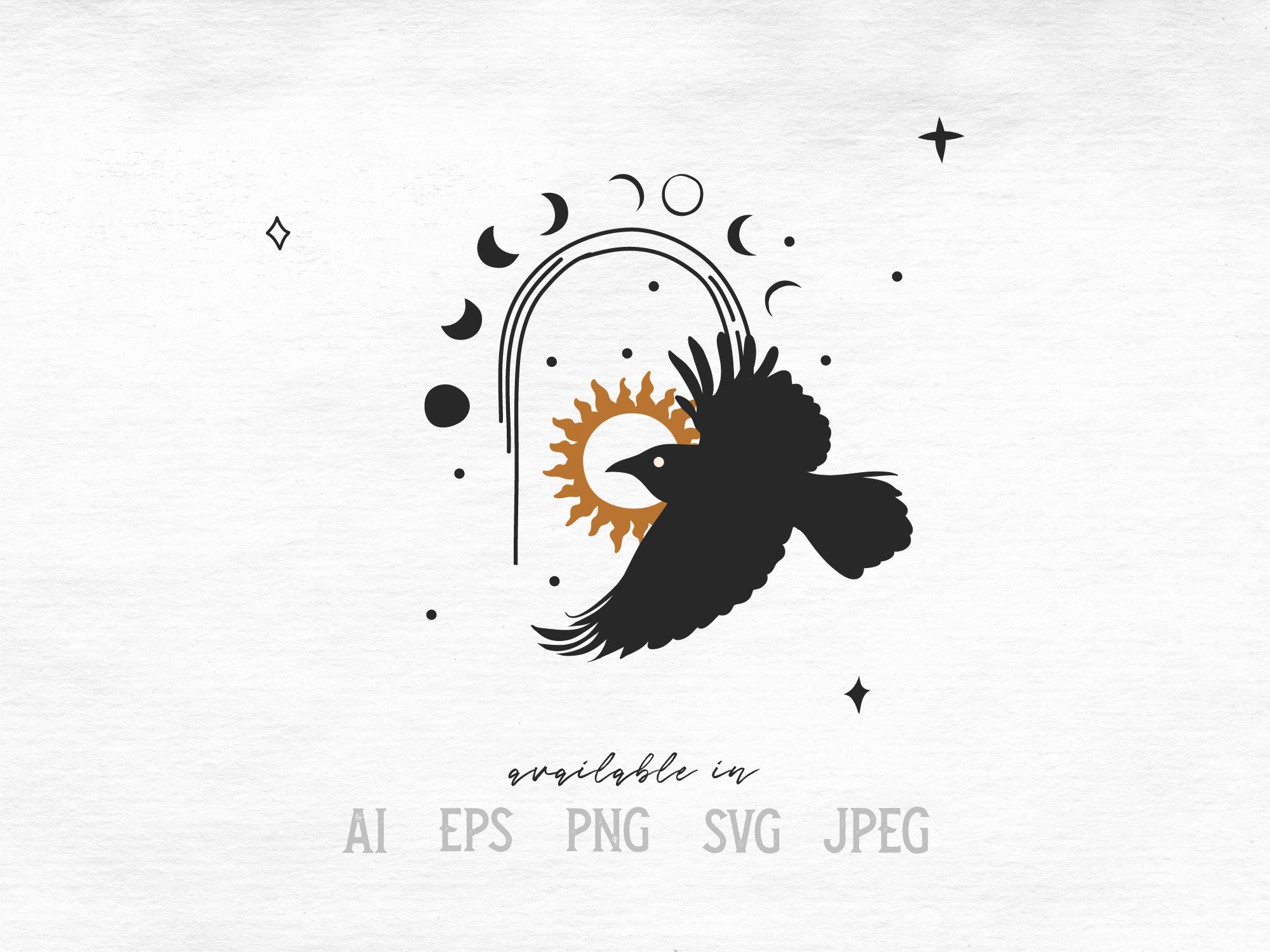 Celestial Moon Phases SVG Files for Cricut,magical Raven Bird Svg ...
