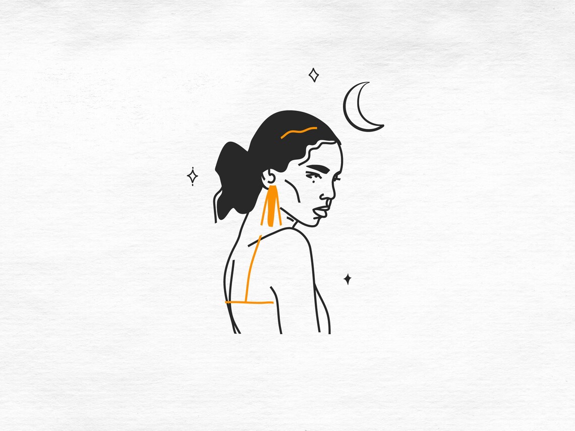 Celestial Female Line Art SVG Files for Cricutboho Feminine - Etsy