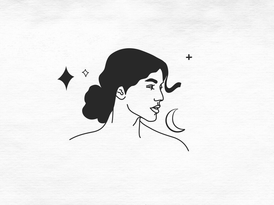 Celestial Female Line Art SVG Files for Cricutboho Feminine - Etsy