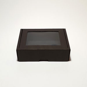 Black Cardboard Gift Boxes With Transparent Window and Lid - 12 X 9 X 4 ...