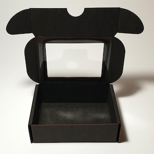 Black Cardboard Gift Boxes With Transparent Window and Lid - 12 X 9 X 4 ...