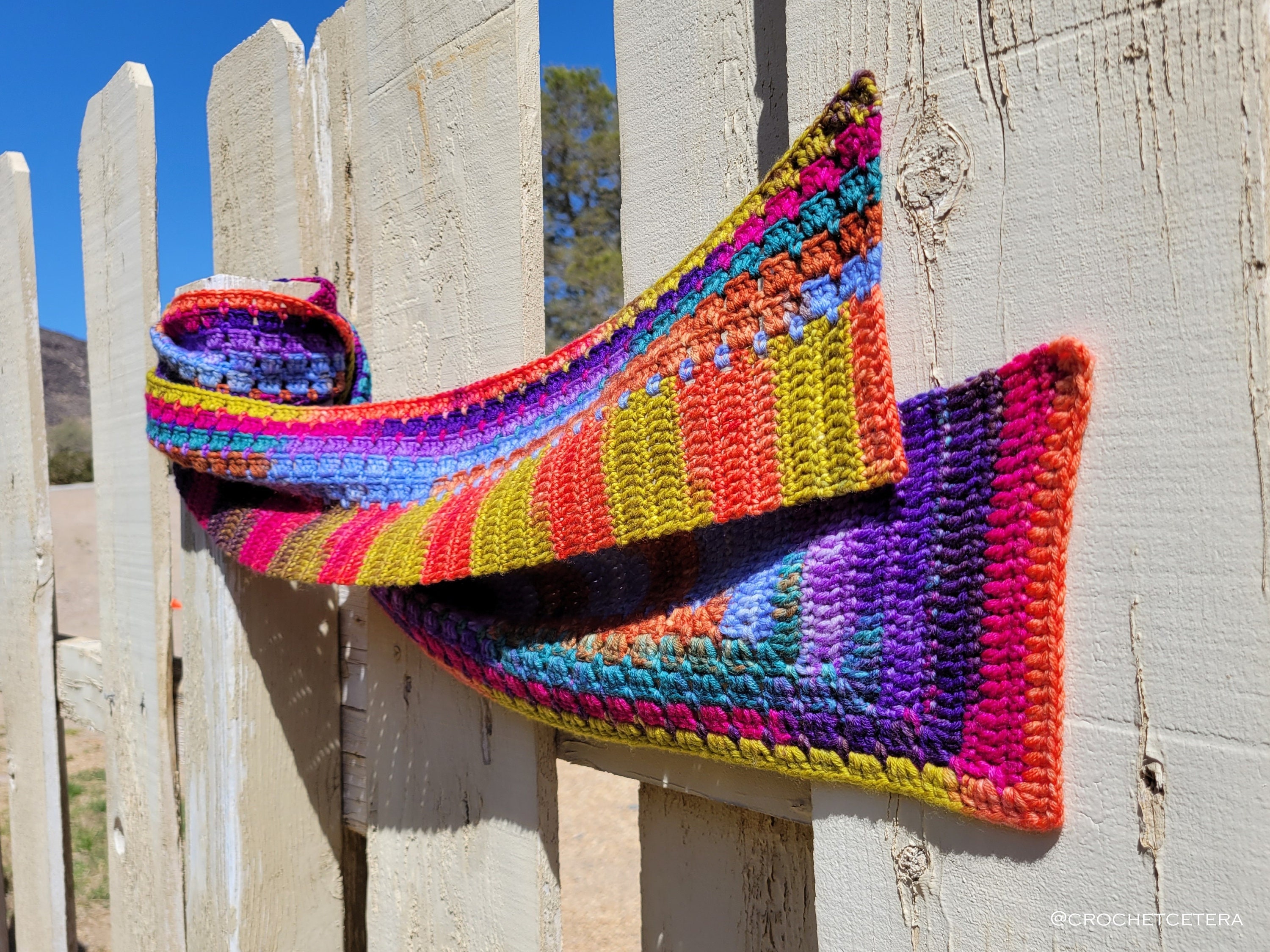 Chroma Story Mitered Striped Scarf Crochet Pattern With Granny Square ...