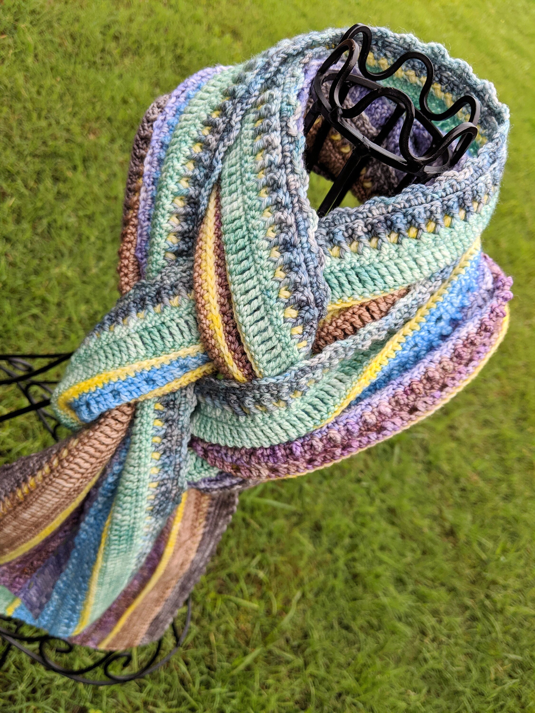 Wendover Textured Striped Stitch Sampler Scarf Crochet Pattern With ...