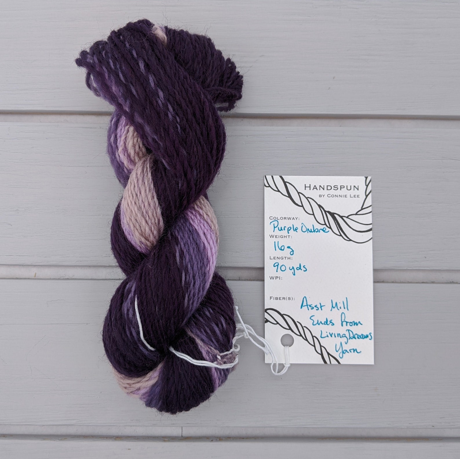 Purple Ombre 2 Ply Z Twist Handspun Yarn for Crocheters | Etsy