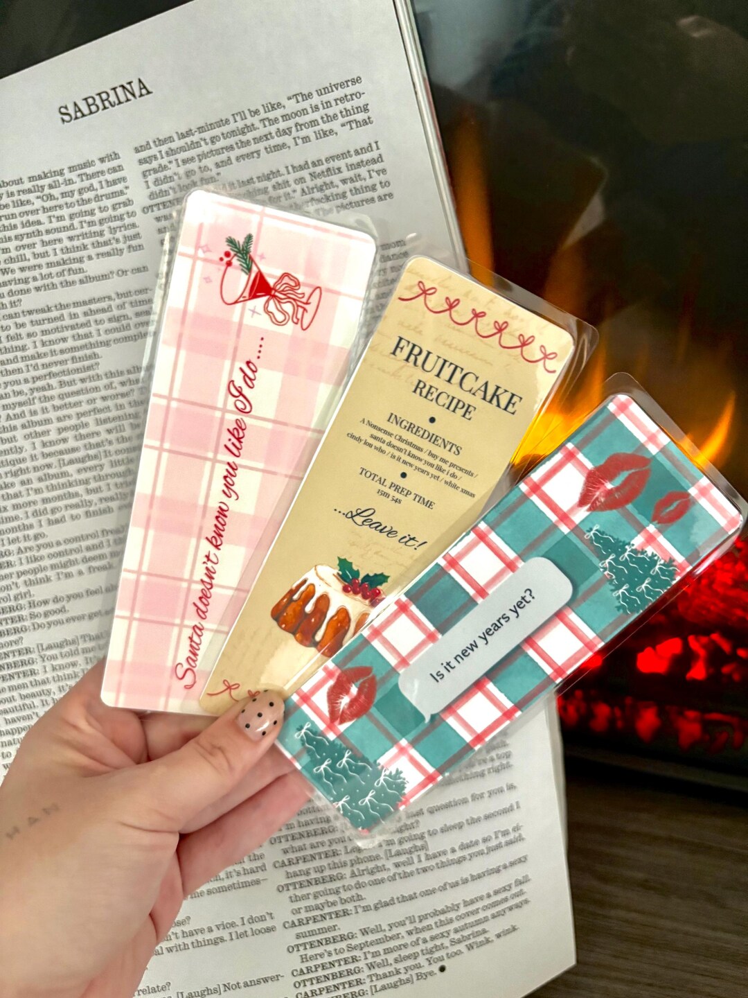 Sabrina Carpenter Fruitcake Bookmarks | Holiday Bookish Gift Set - Etsy