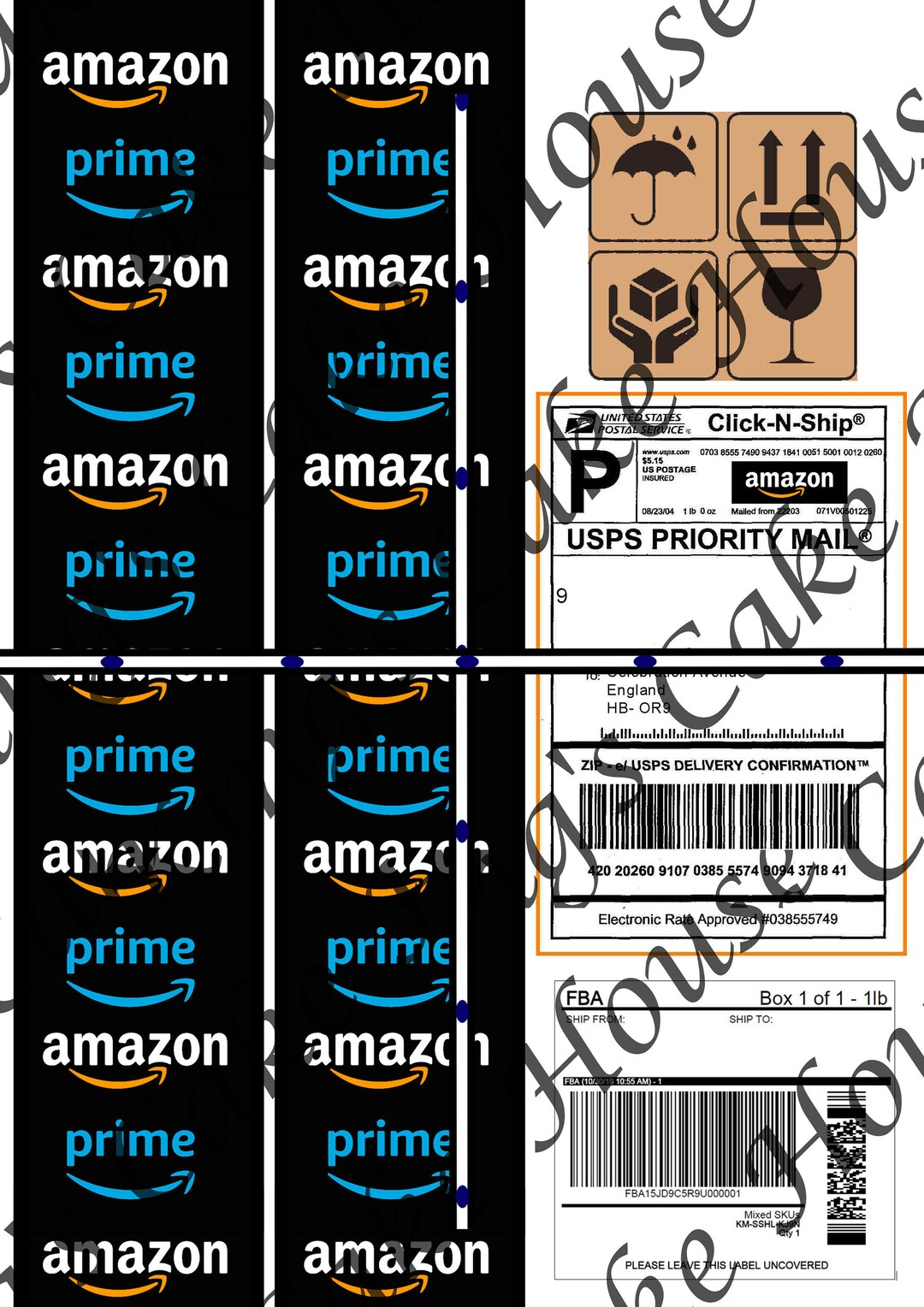 Shipping Label Cake Toppers. Edible Topper, Shipping, Postal Label ...