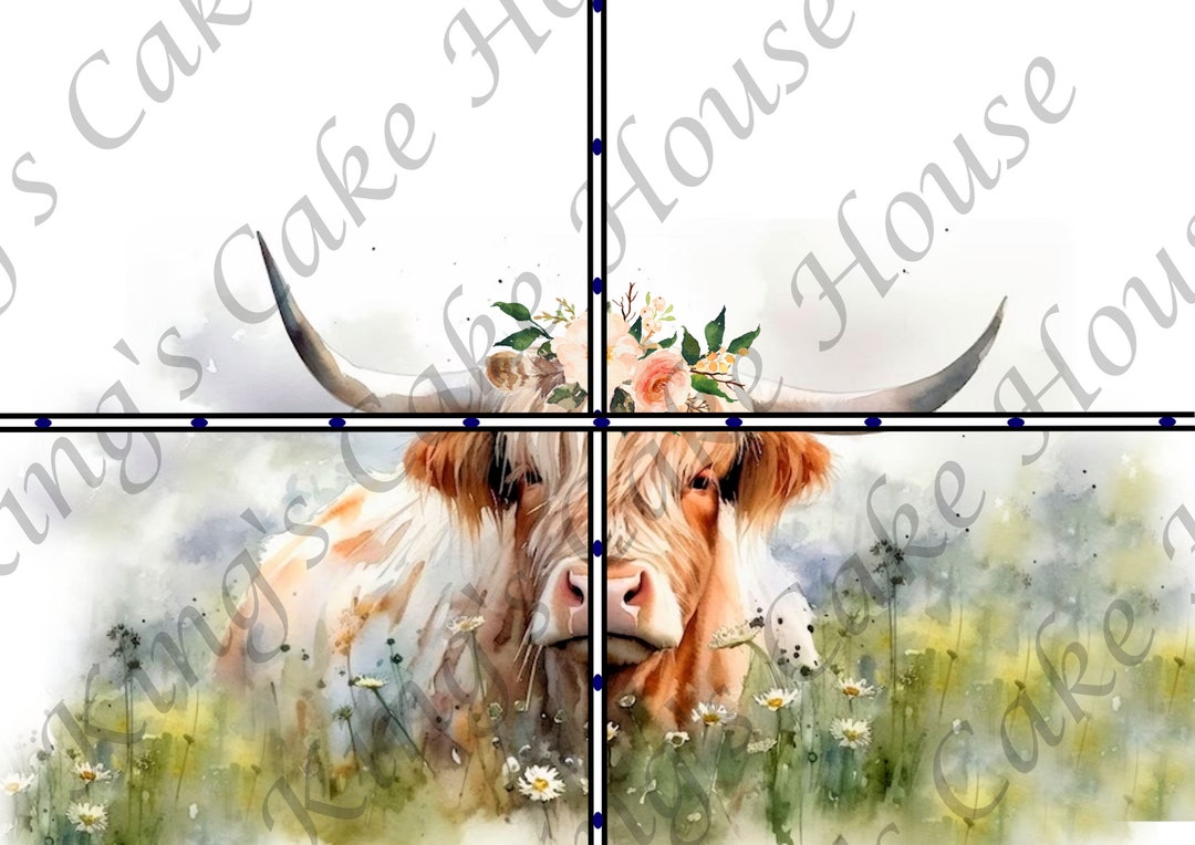 Highland Cow Edible Cake Wrap, Icing Sheet, Cake Topper, Cake ...