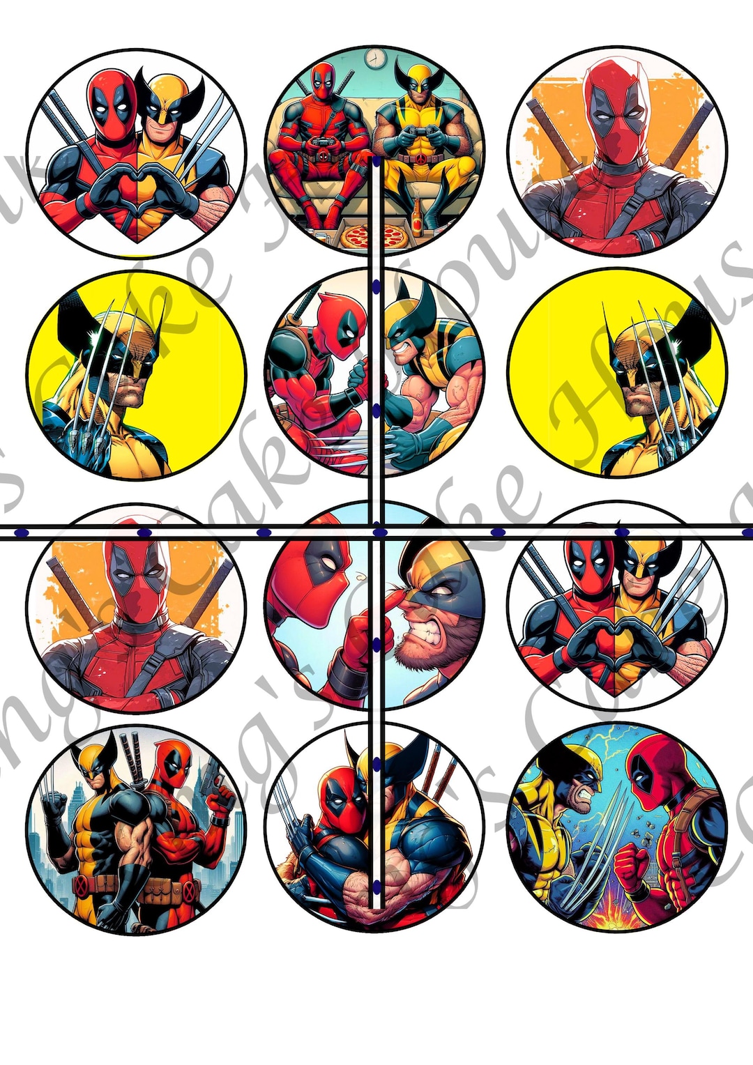 Deadpool and Wolverine Theme Cupcake Toppers, Edible Icing Sheet. - Etsy UK