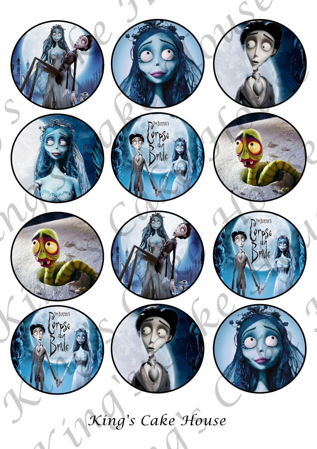 Corpse Bride Cupcake Toppers, Edible Icing Sheet, Birthday Cupcakes ...