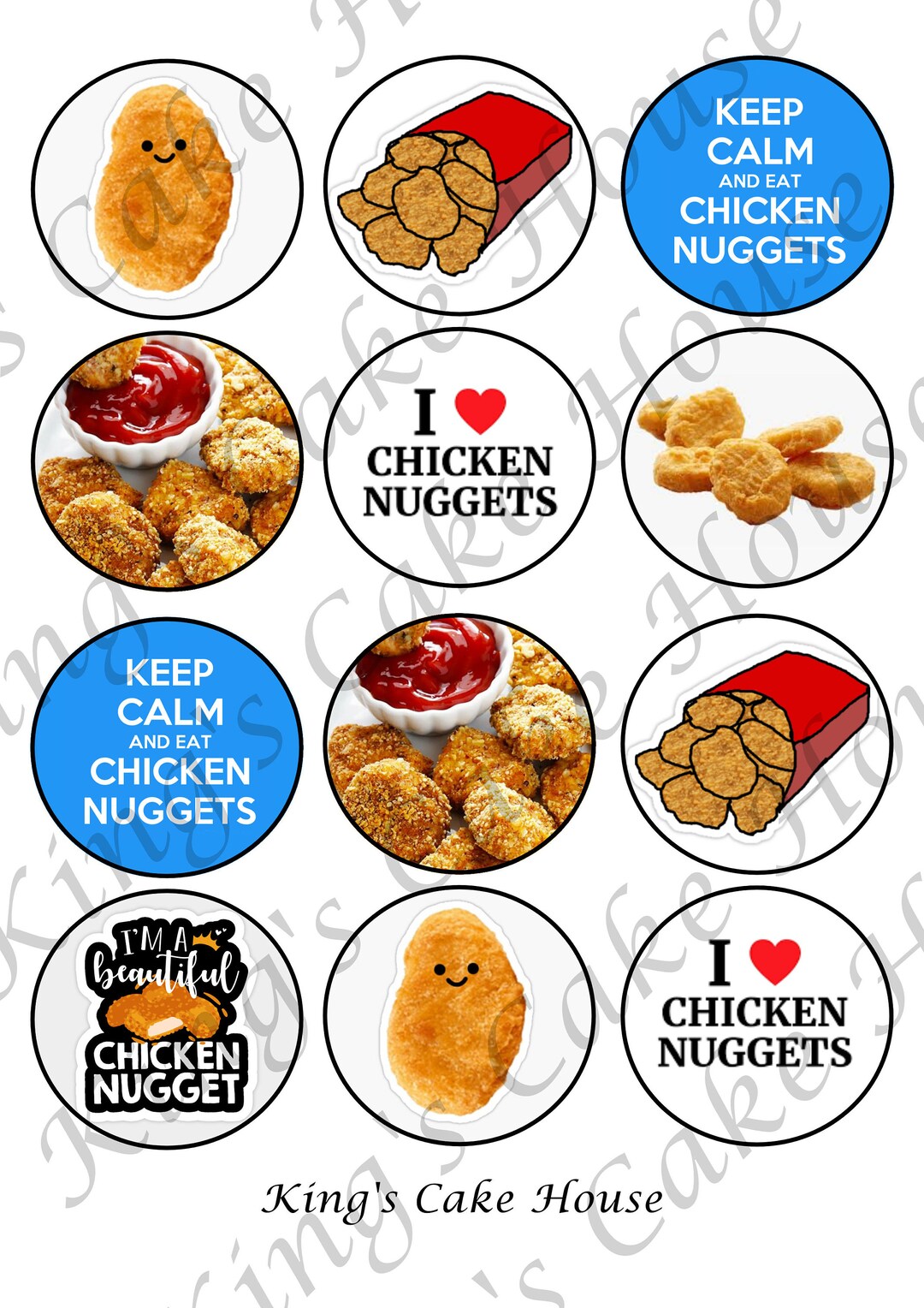 Chicken Nugget Cupcake Toppers, Edible Icing Sheet Birthday Cake Topper ...