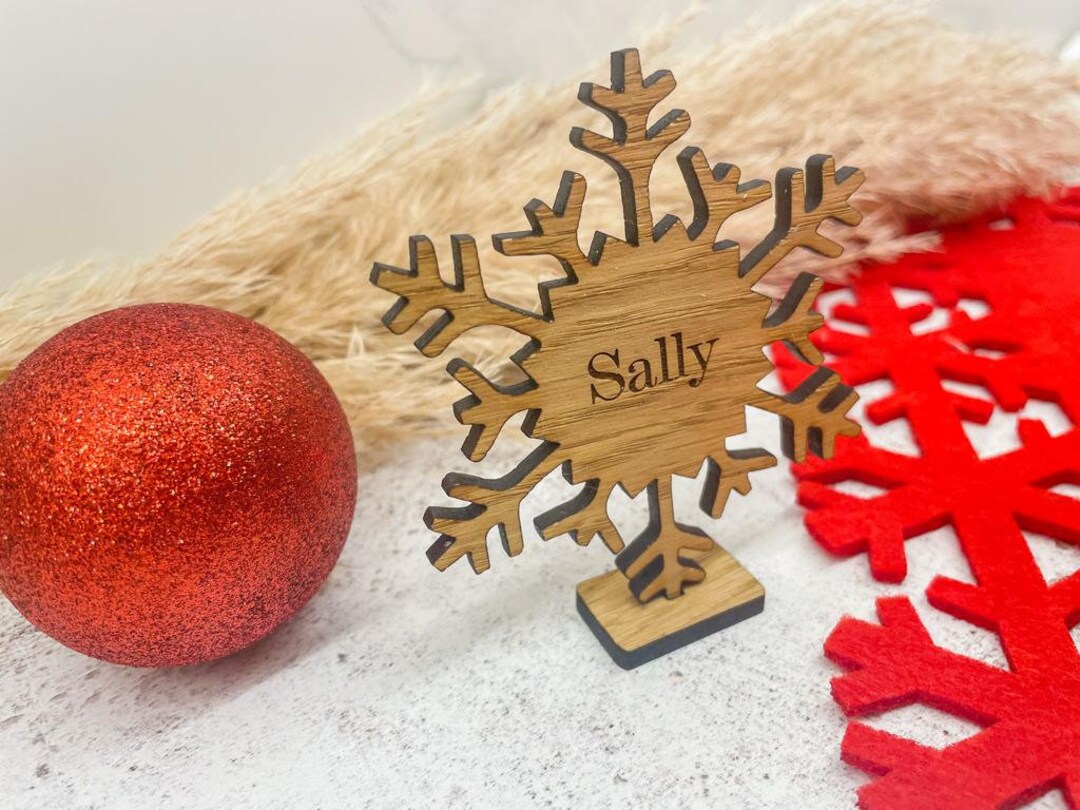 Christmas Personalised Snowflake up Place Name Setting, Xmas Table ...