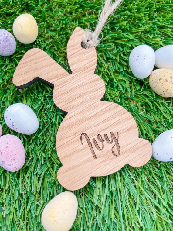 Easter Bunny Name Tags Wooden Labels Easter Gift Tag | Etsy