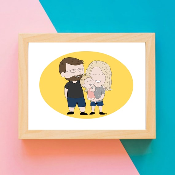 Custom Cartoon Portrait Drawing Cartoon Custom Family | Etsy