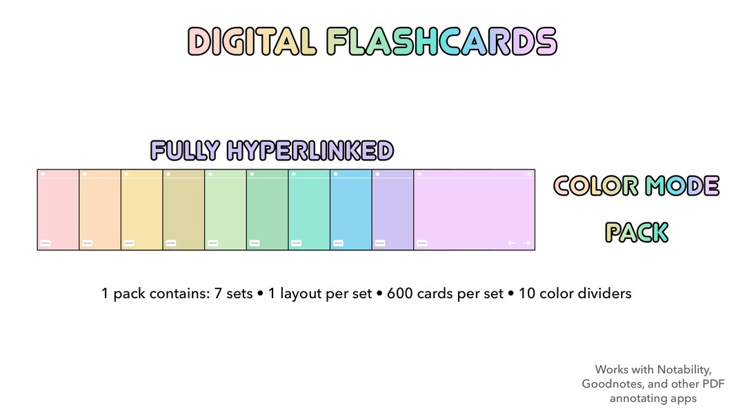 Rainbow Digital Flashcards Color Mode Pack - Etsy