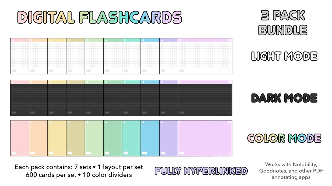 Rainbow Digital Flashcards 3-pack Bundle - Etsy