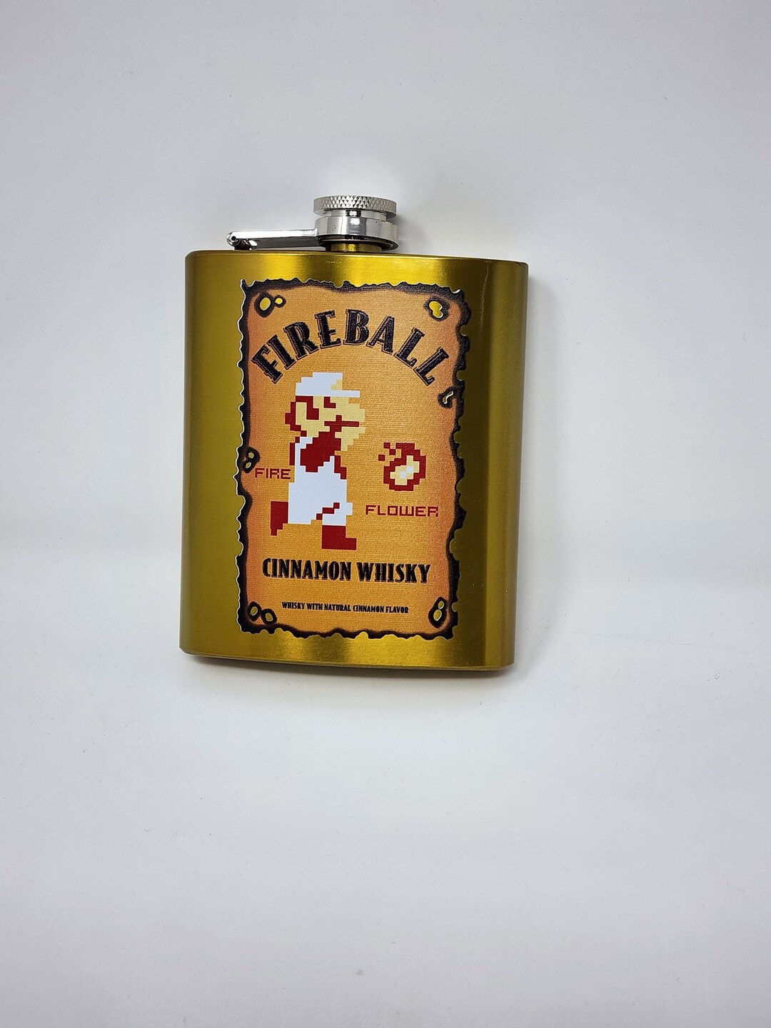 Mario Fireball Cinnamon Whiskey Fire Flower Nintendo Flask - Etsy