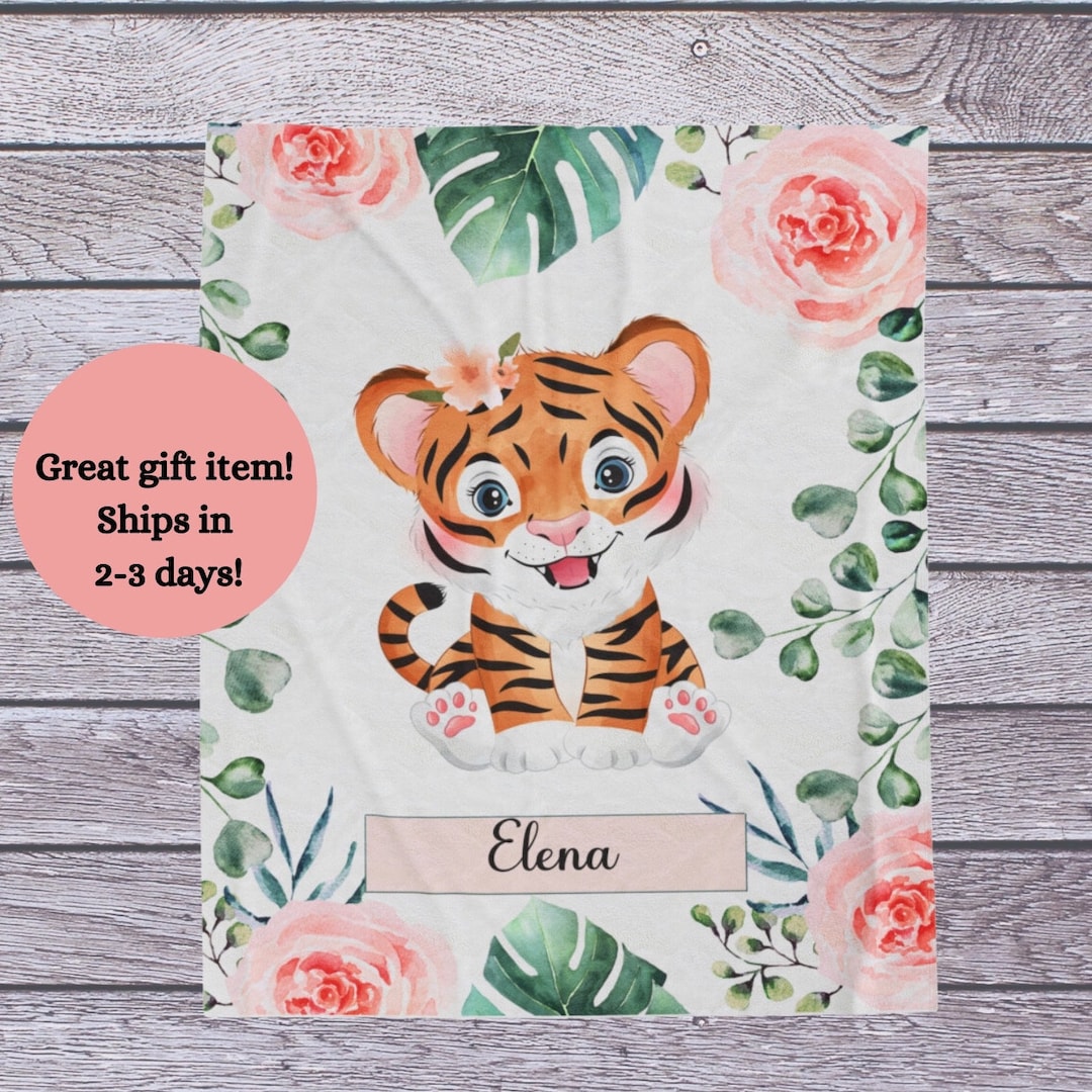 Tiger Baby Blanket Customizable Blanket Tiger Girl Baby Blanket Tiger ...