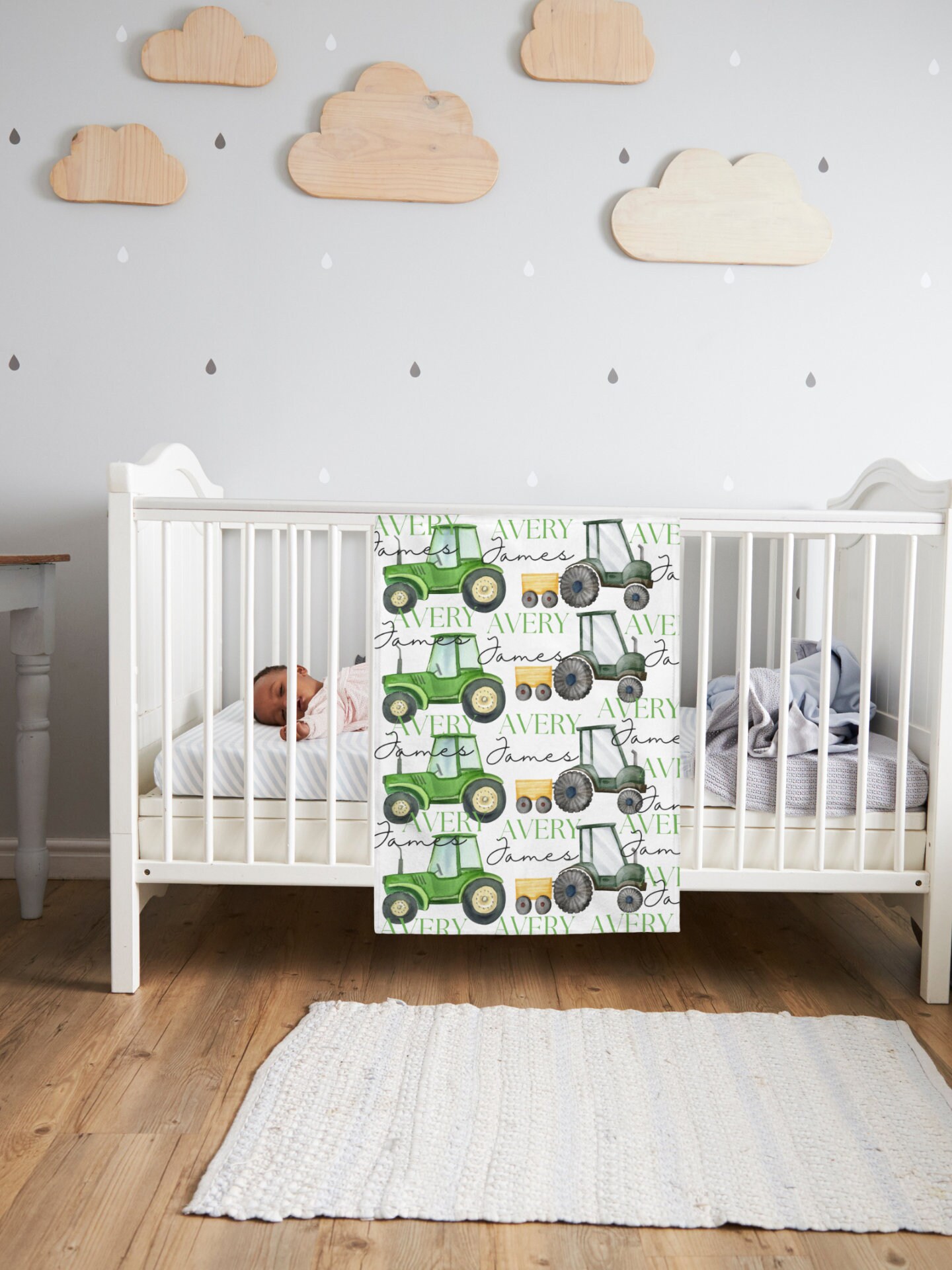 Green Tractor Baby Blanket Personalized Tractor Blanket Custom - Etsy