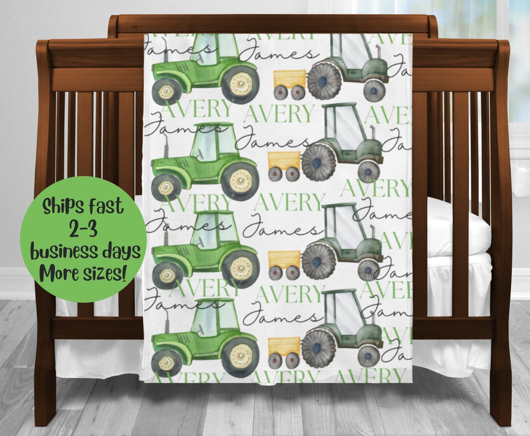 Green Tractor Baby Blanket Personalized Tractor Blanket Custom - Etsy