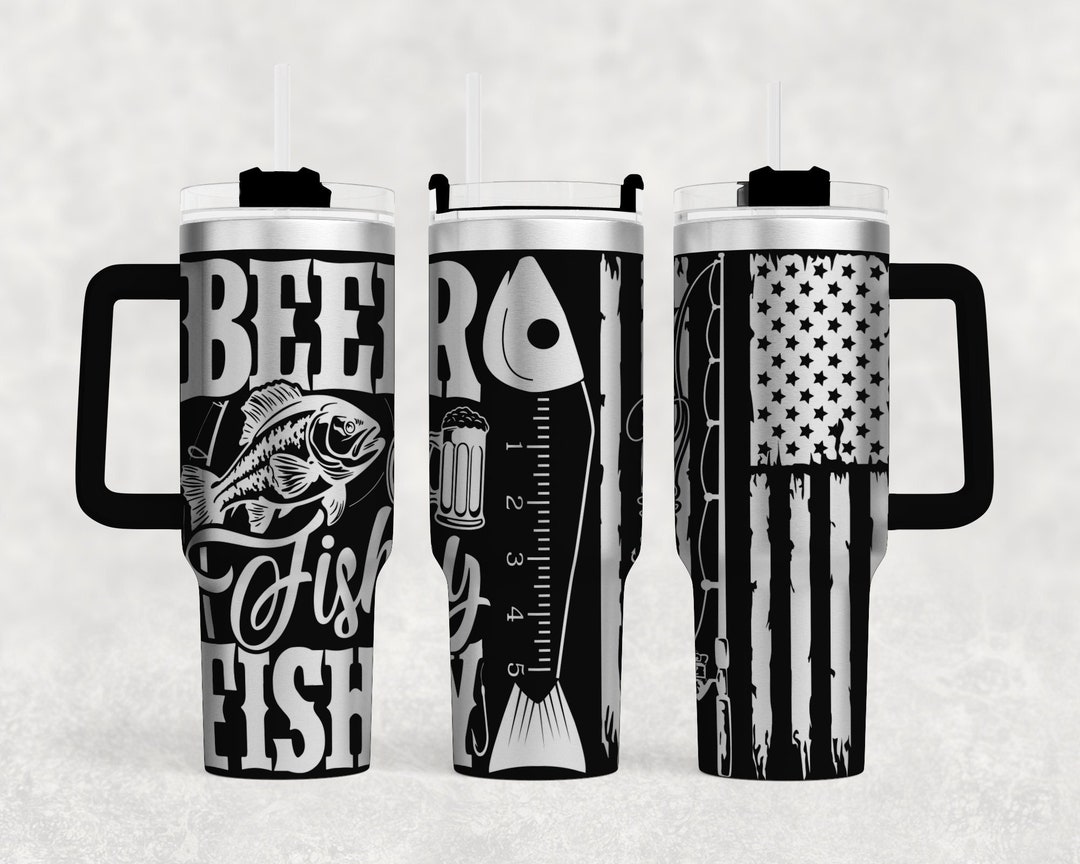 Beer Fishy Fishy Laser Engraved Men's Fishing Digital Design, 40oz ...