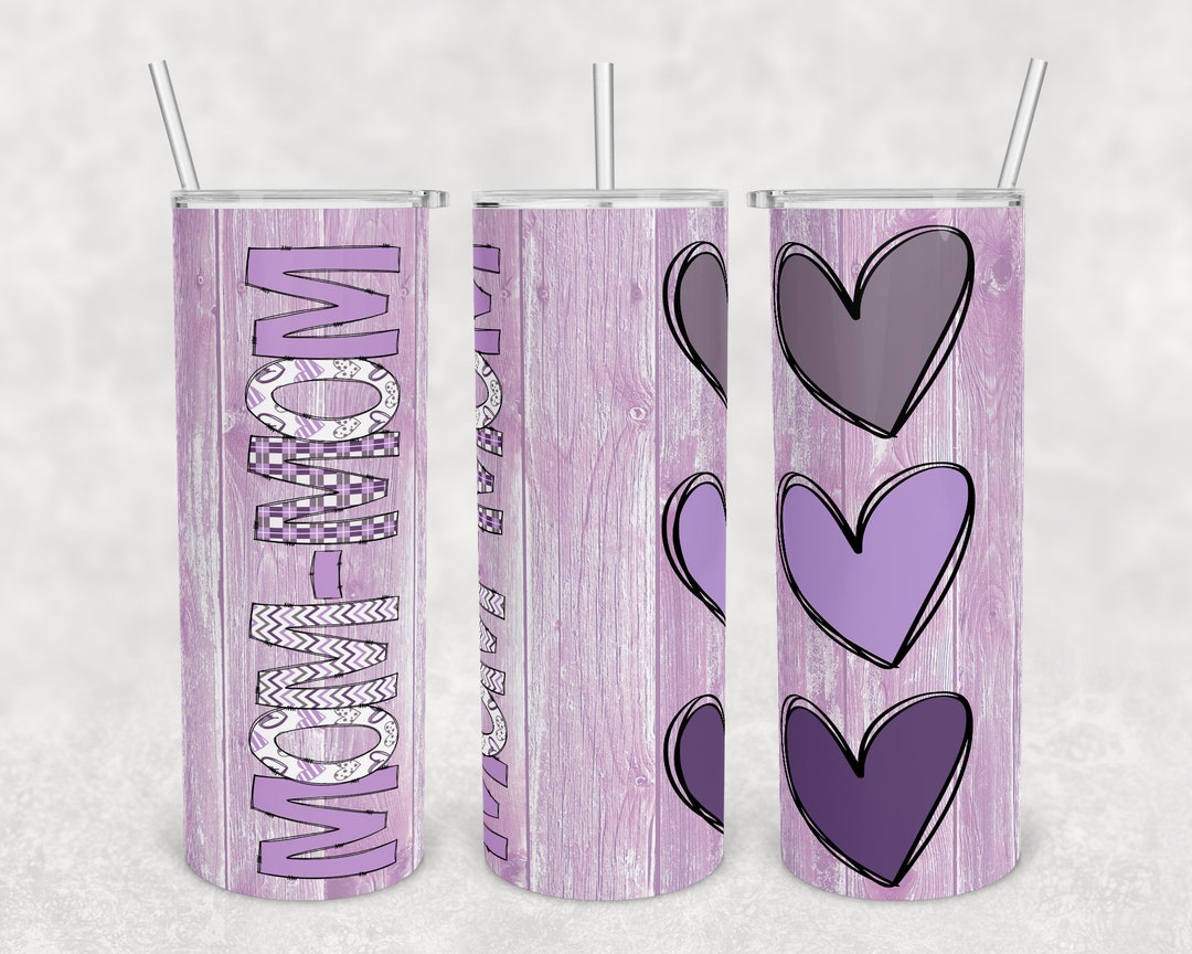 Mom-mom Doodle Hearts Purple Add Names and Hearts, Mother's Day, 20 Oz ...
