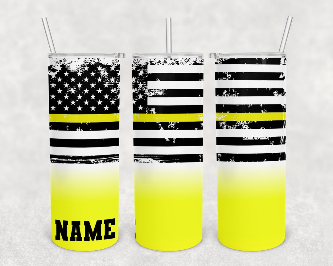 Distressed Flag Thin Yellow Line 911 Dispatch Communications 20 Oz ...