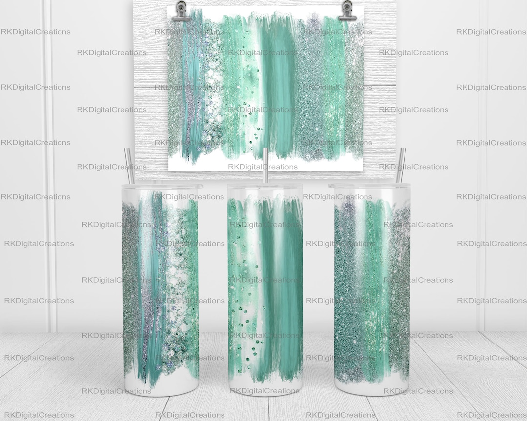 Seafoam Mint Green Paint Brush Stroke Glitter Seamless Download 20oz ...