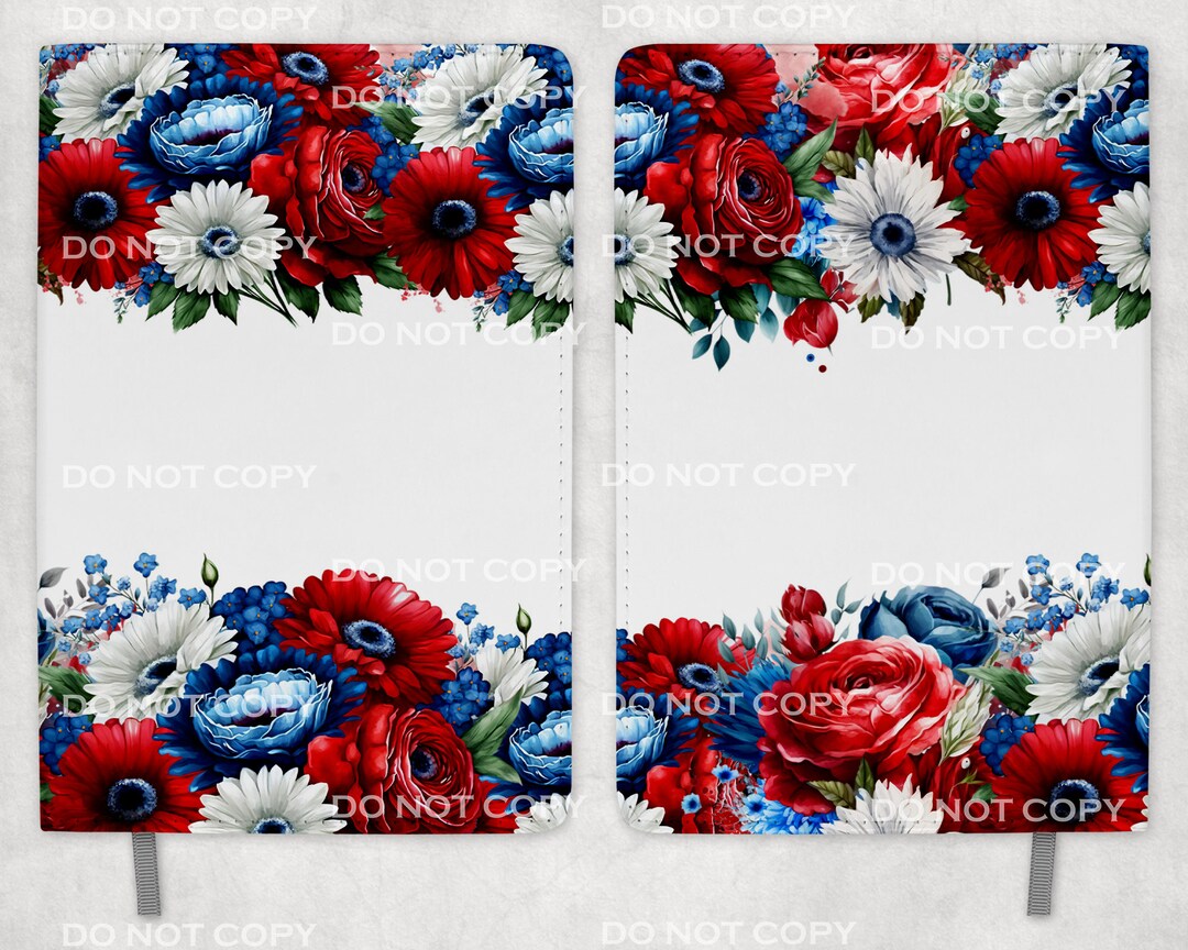 Red White and Blue Flower Journal Digital Design, Summer, Patriotic ...