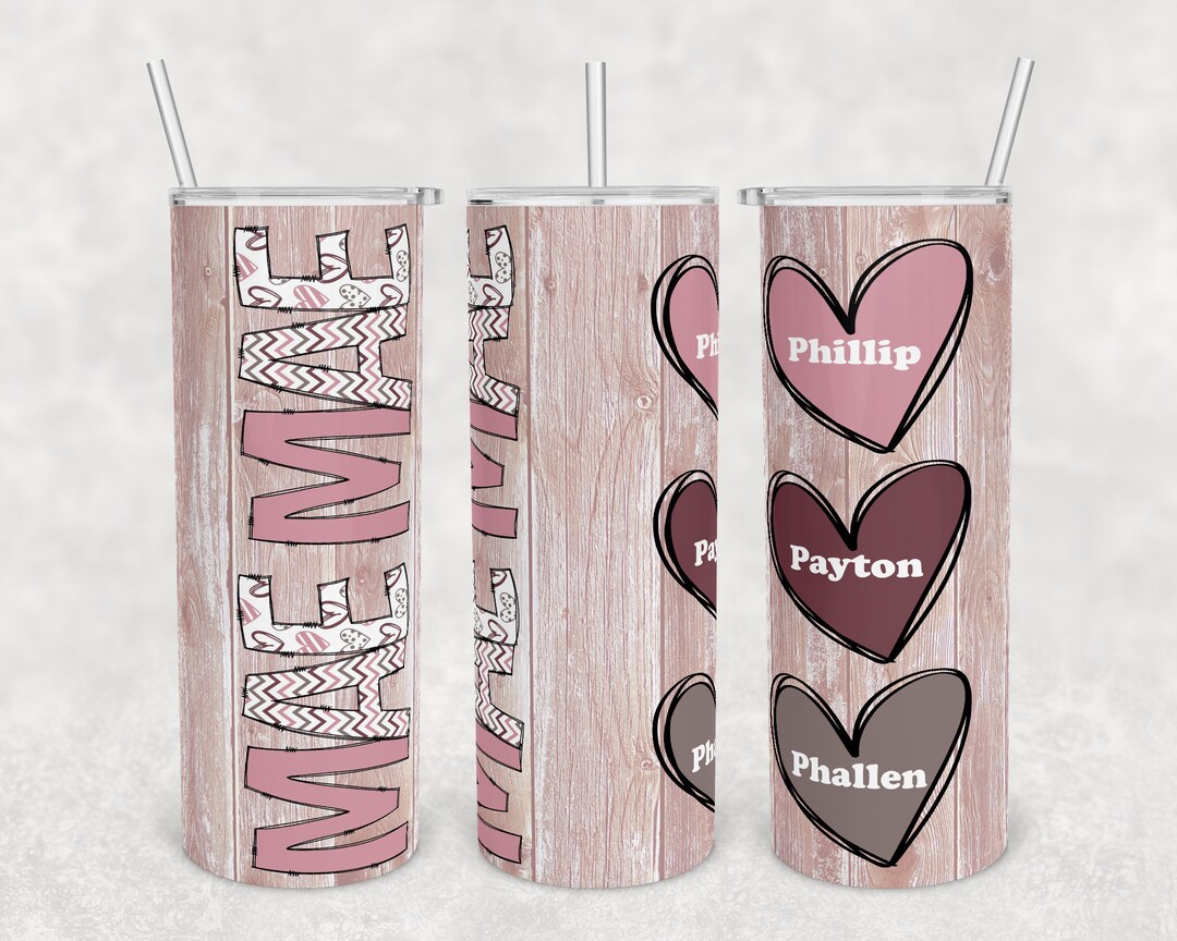 Mae Mae Doodle Hearts Add Names and Hearts, Mother's Day, 20 Oz Skinny ...