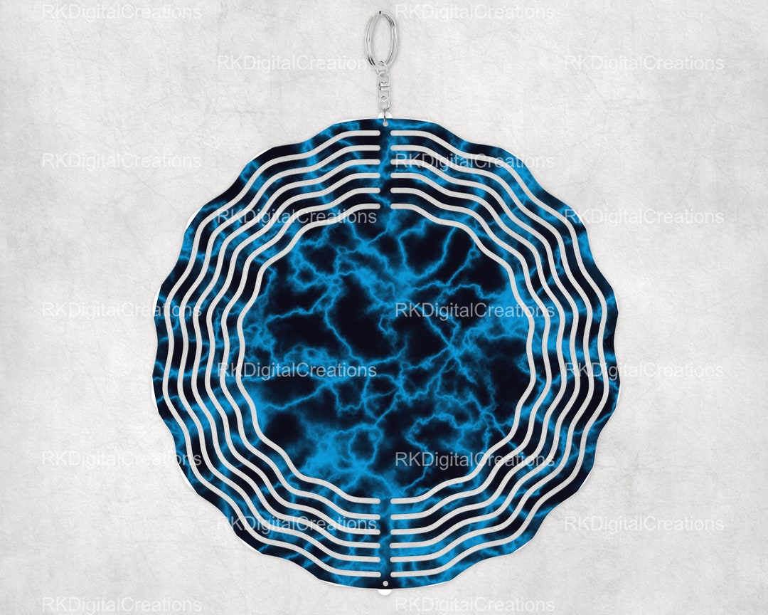 Light Blue and Navy Blue Lightning, School Colors, Hanging Wind Spinner ...