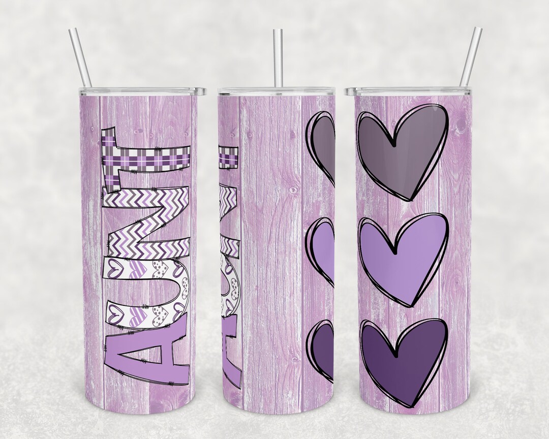 Aunt Doodle Hearts Purple Add Names and Hearts, Mother's Day, 20 Oz ...