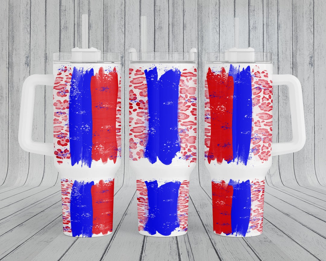 Red White & Blue Leopard Brush Strokes, School Colors, 40 Oz Tumbler ...