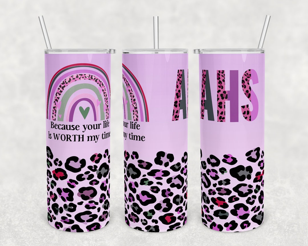 AHS Half Leopard Letters Boho Rainbow Pastel Purple 20 Oz Skinny ...