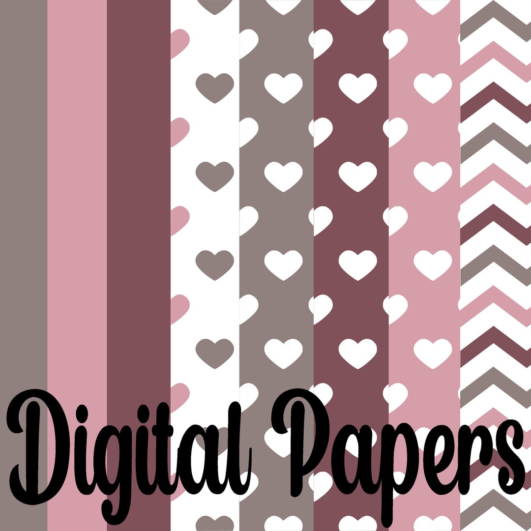 Heart, Valentine, Chevron, Mother's Day, Digital Papers, Seamless ...