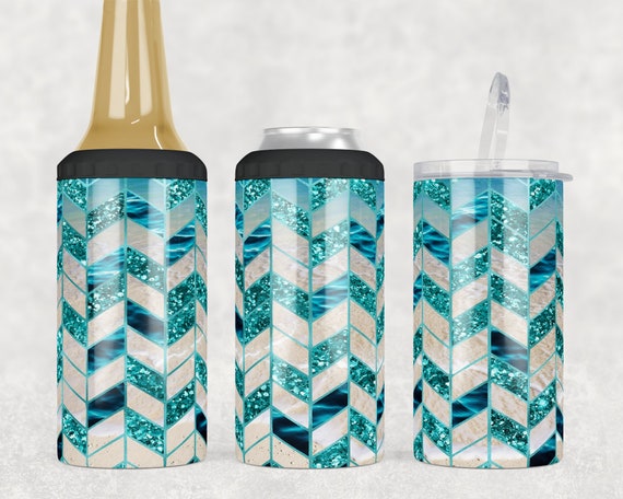Teal Beach Tangram 4 in 1 Metal Can Holder Skinny Can - Etsy