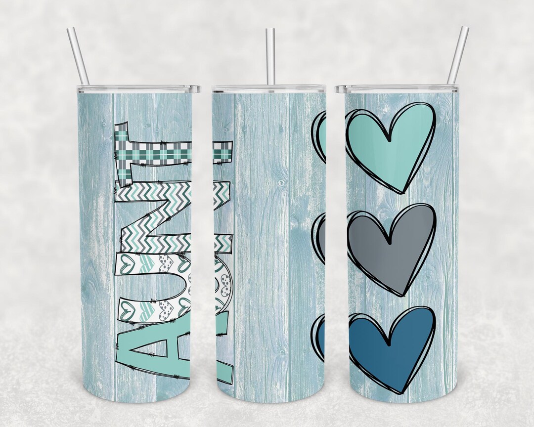 Aunt Doodle Hearts Teal Blue Add Names and Hearts, Mother's Day, 20 Oz ...